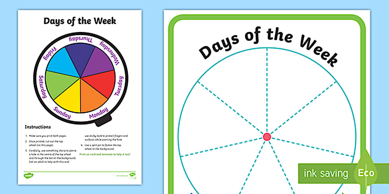 Editable Days of the Week Spin Wheel Activity (teacher made)