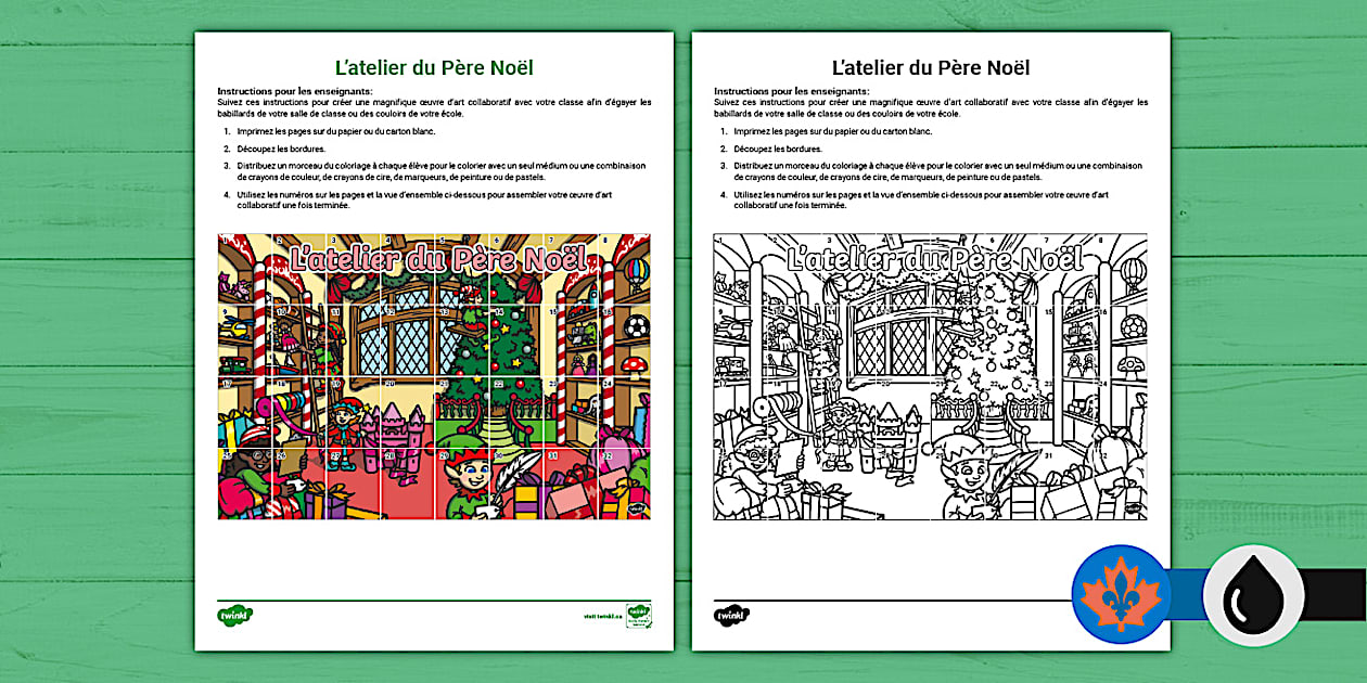 Father Christmas' Workshop Collaborative Colouring French