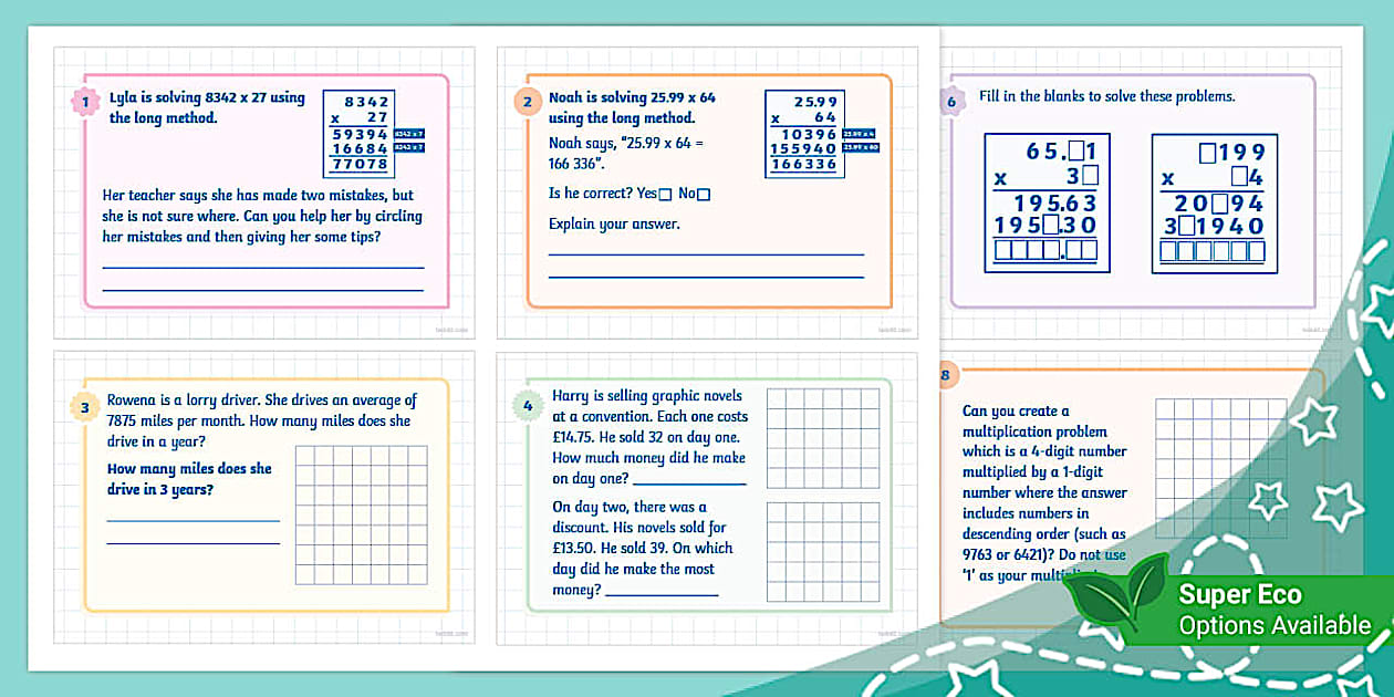 Multiplication Challenge Cards (Ages 10 - 11) (Teacher-Made)