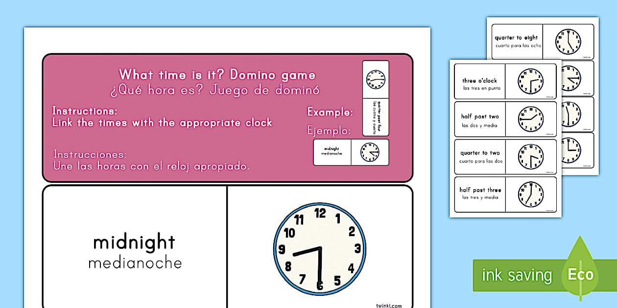 Telling the Time Dominoes - Telling the Time Dominoes