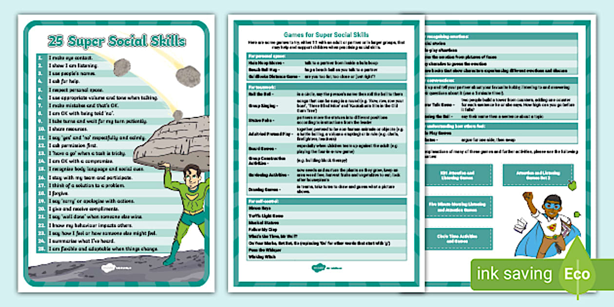 Examples of Social Skills for Children | Display Posters