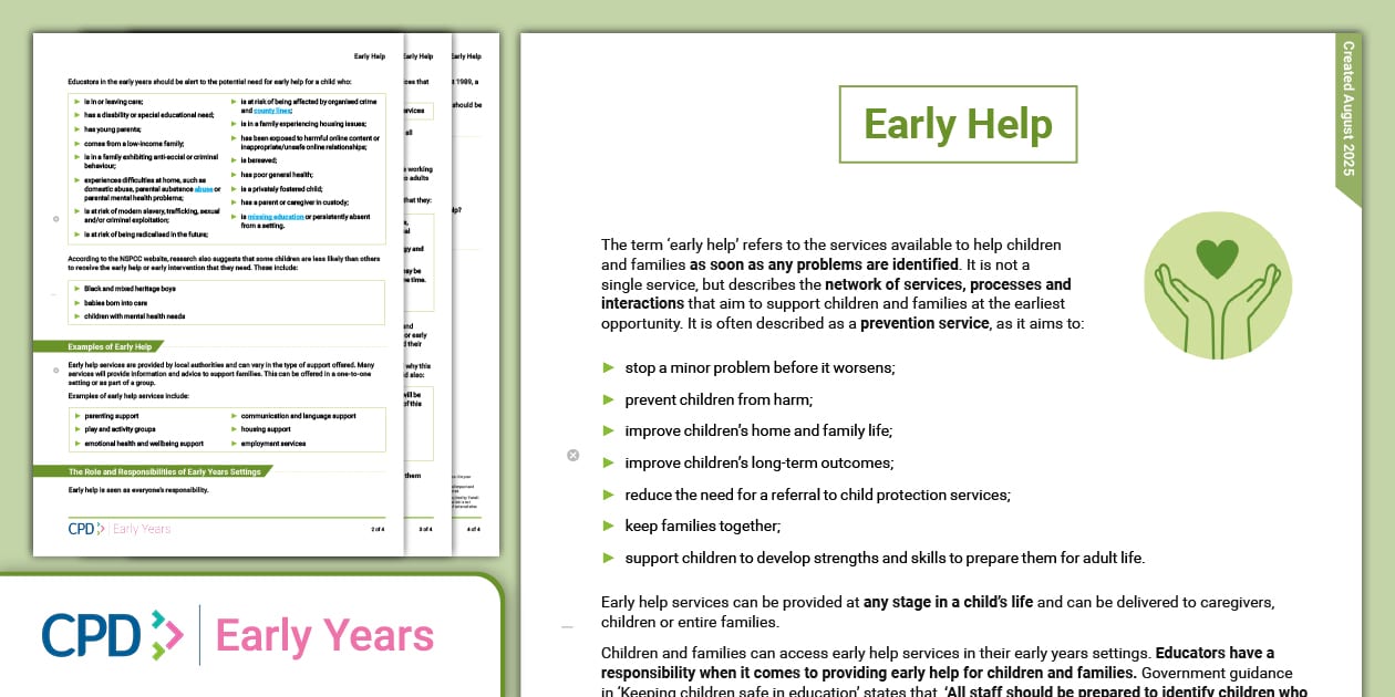 Early Help (Handout) | Early Years CPD | Twinkl