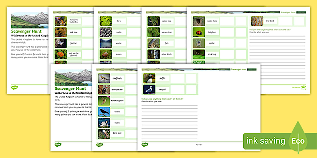 Editable Scavenger Hunt Nature Walk Worksheets - Twinkl
