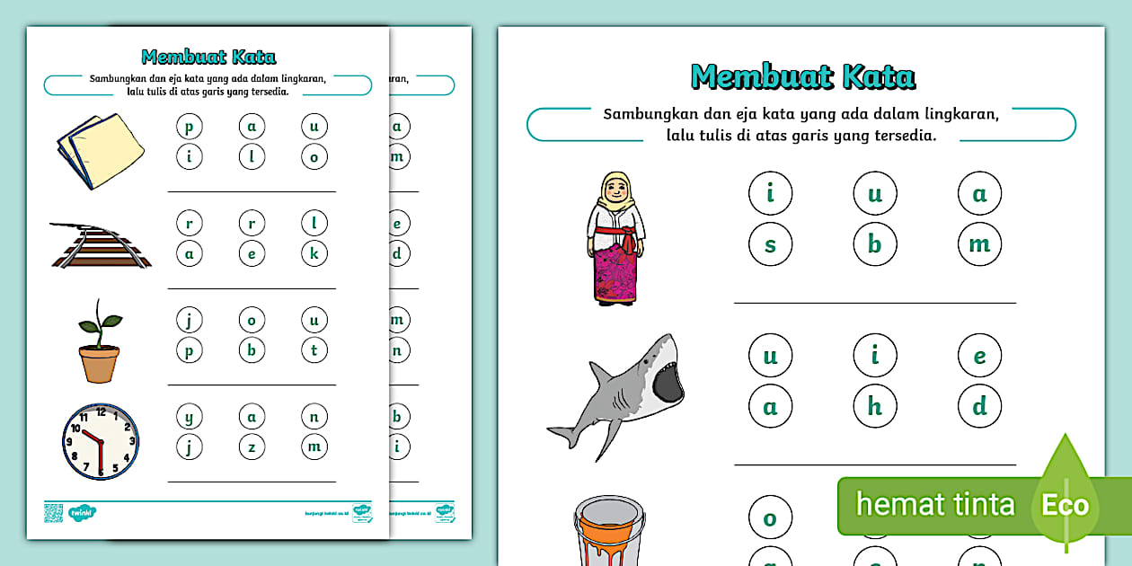 Worksheet Keterampilan Membaca Kosakata Tiga Huruf - Twinkl