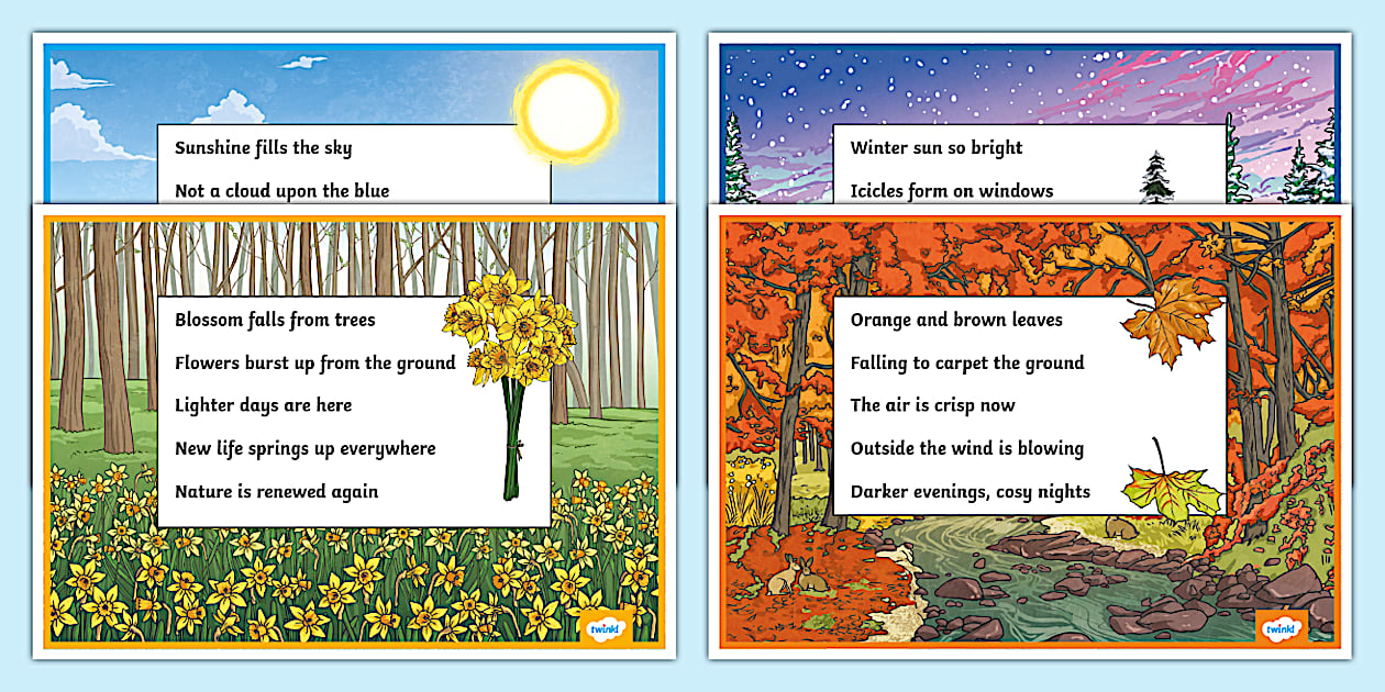 Seasons Tanka Poem Example Pack (teacher made) - Twinkl