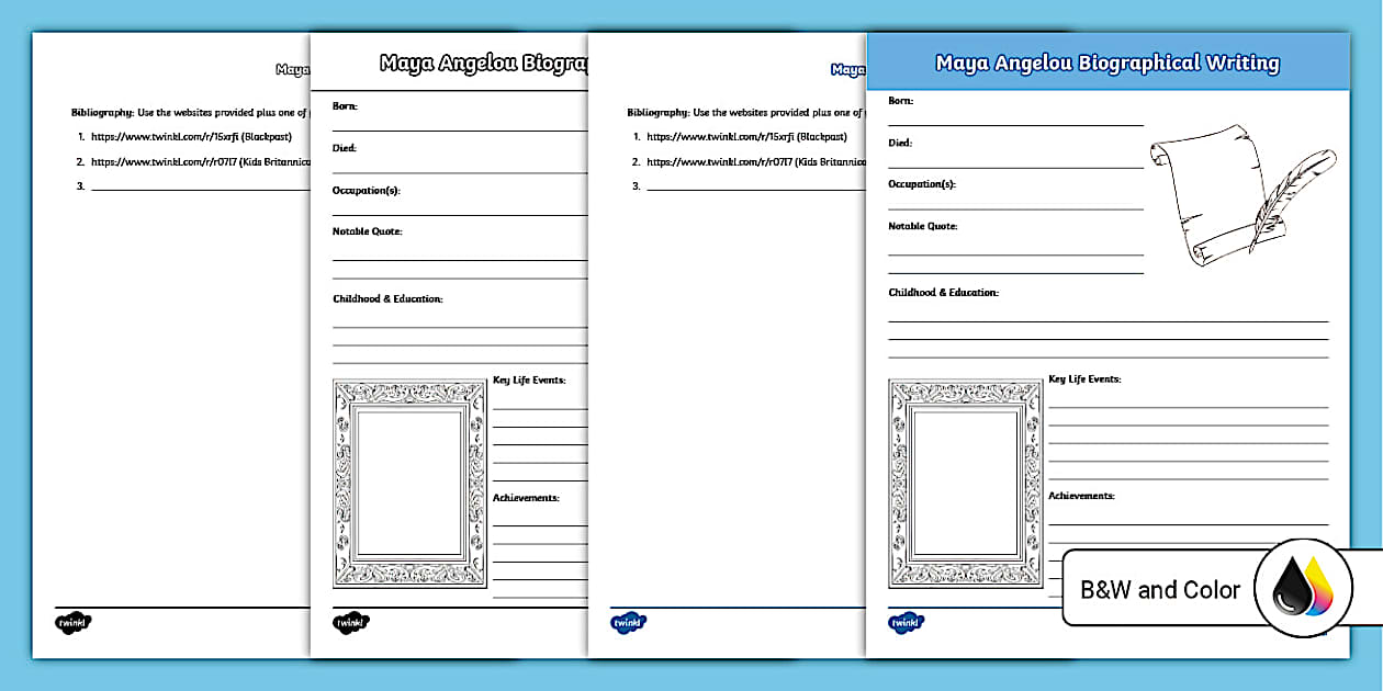 Maya Angelou Biography Worksheet for Kids | Twinkl USA