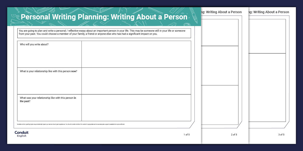 Personal Writing Planning: Writing About a Person - Twinkl