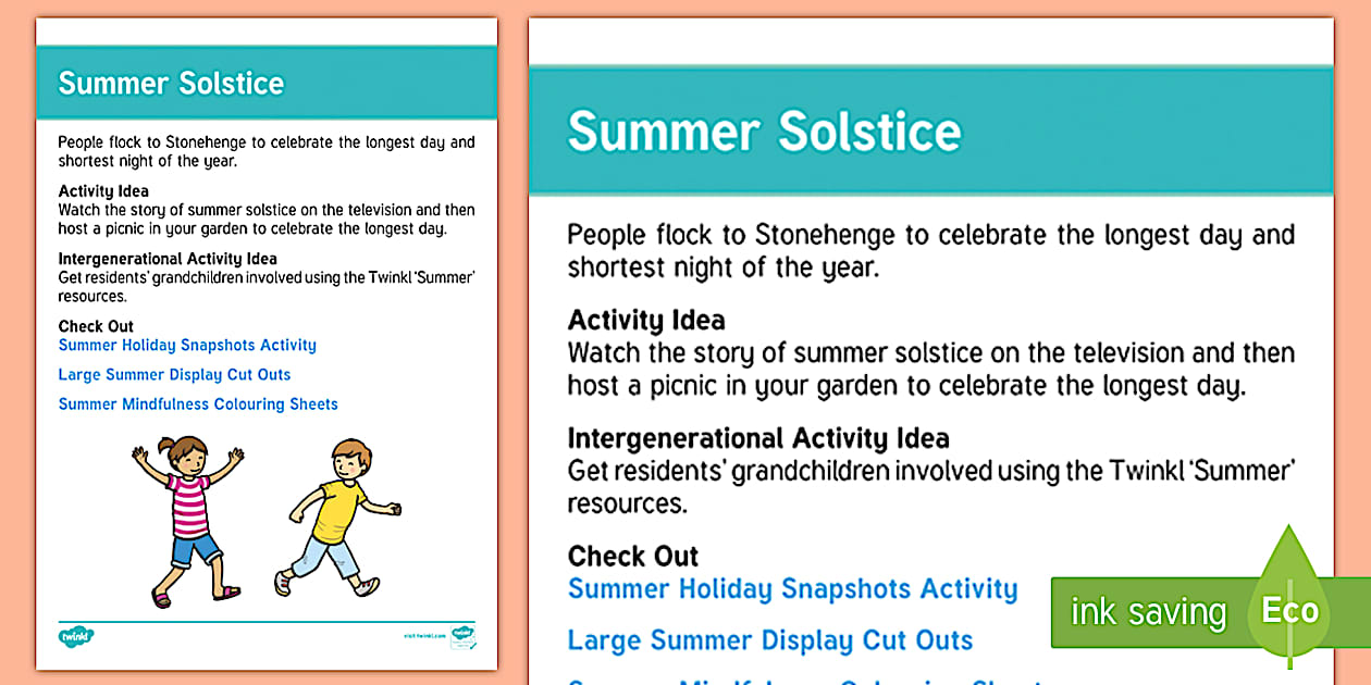 Care Home Calendar Planning Summer Solstice