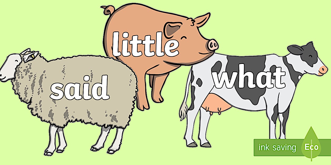 Cursive Phase 4 Tricky Words on Farm Animals - Twinkl