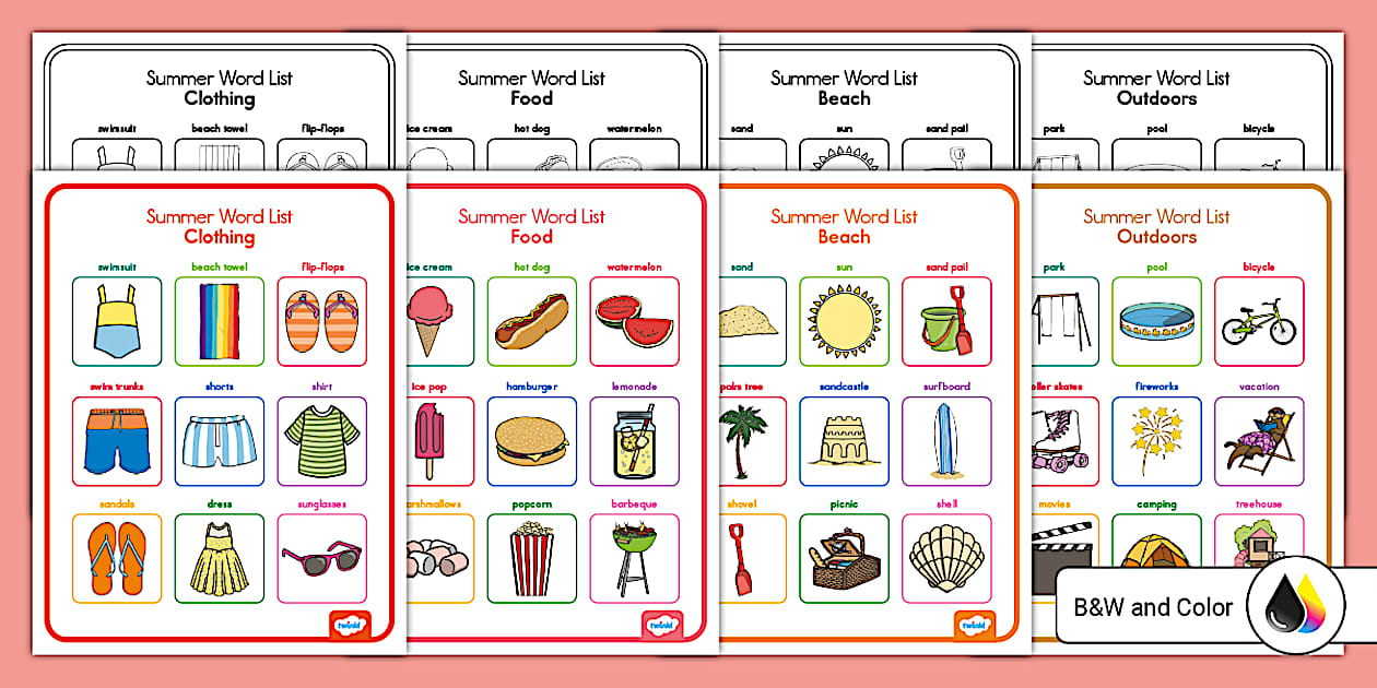 Summer Word List for Kindergarten Students | Twinkl USA