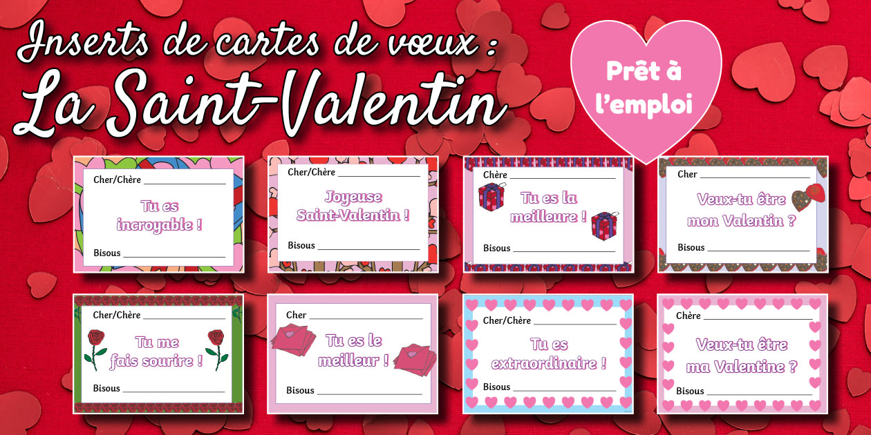 Inserts de cartes de vœux : La Saint-Valentin