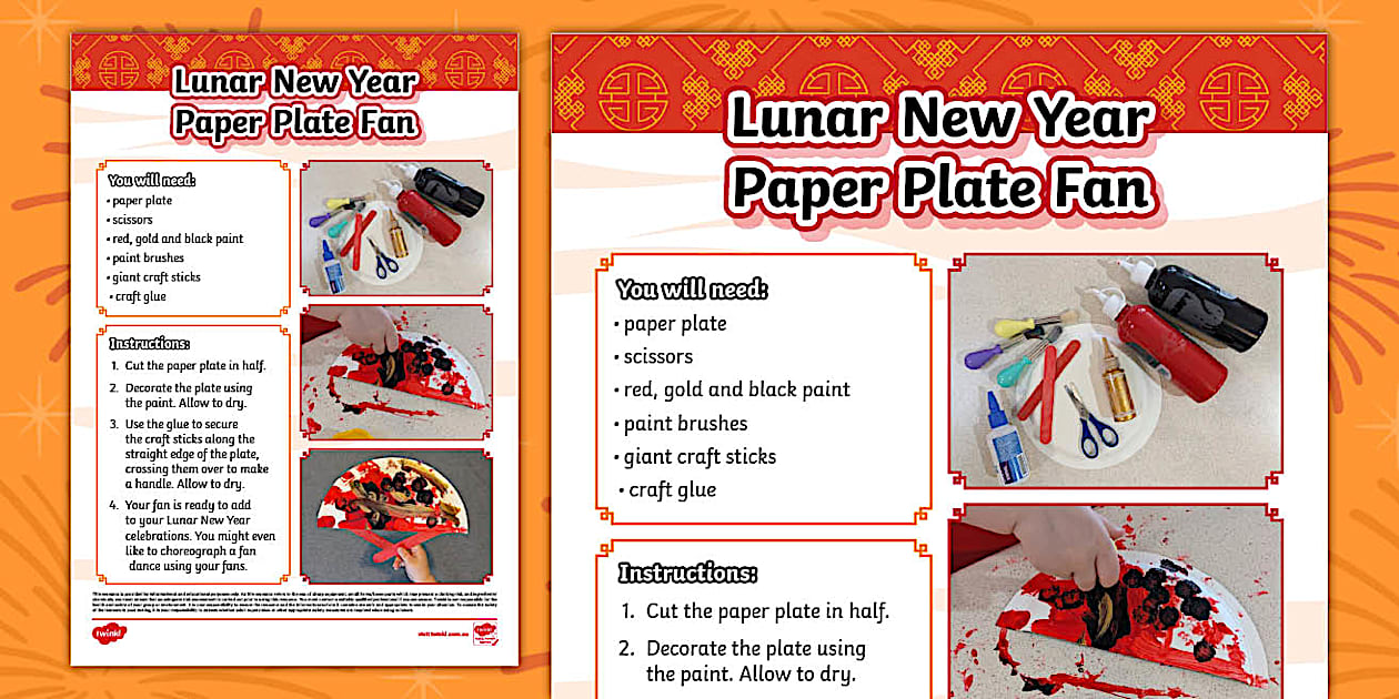 Lunar New Year Paper Plate Fan (Teacher-Made) - Twinkl