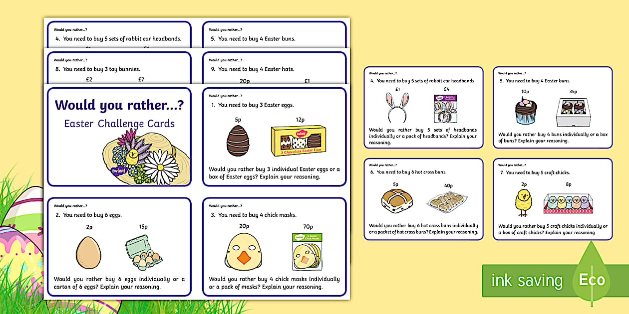 Easter Maths Challenge Cards - Easter Maths Games KS1