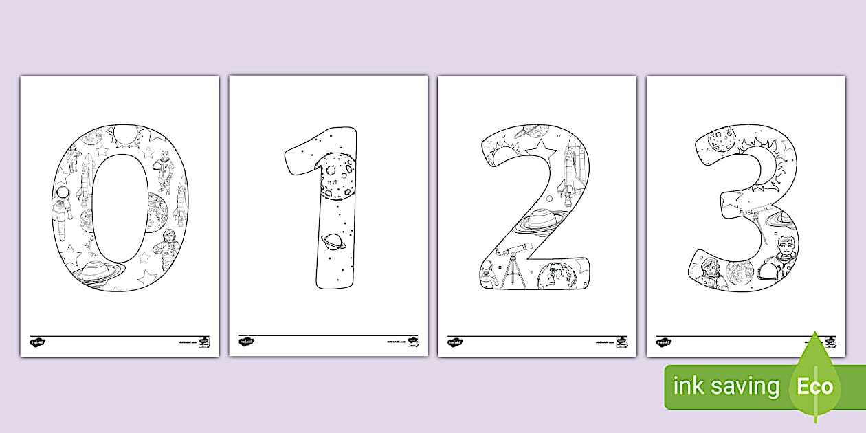 Space-Themed Doodle Activity Numbers 0-9 (Lehrer gemacht)