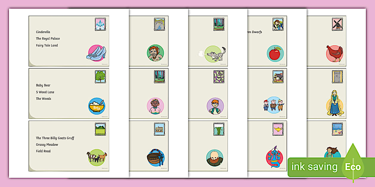 Role-Play Fairy Tale Envelope Cut-Outs