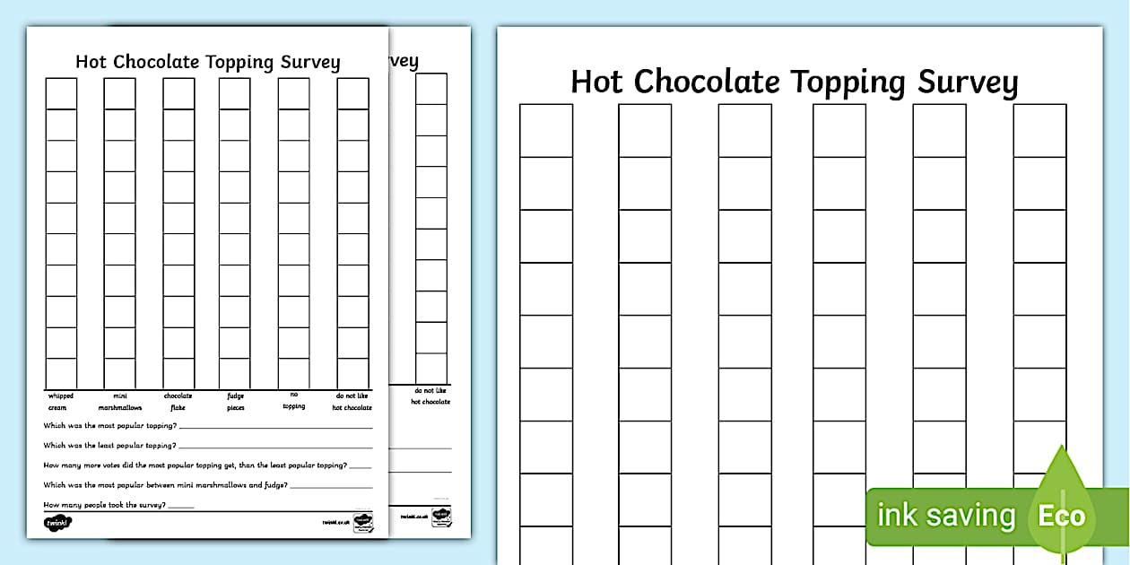 Differentiated Hot Chocolate Toppings Graph Survey - Twinkl