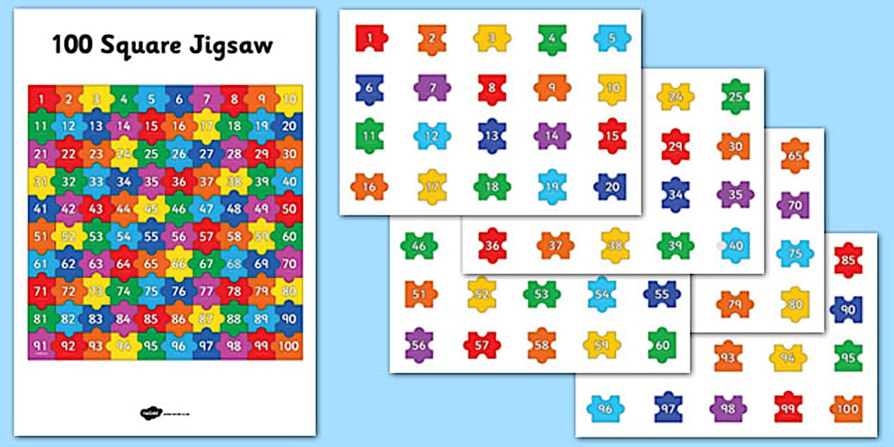 100 Square Jigsaw (teacher made) - Twinkl
