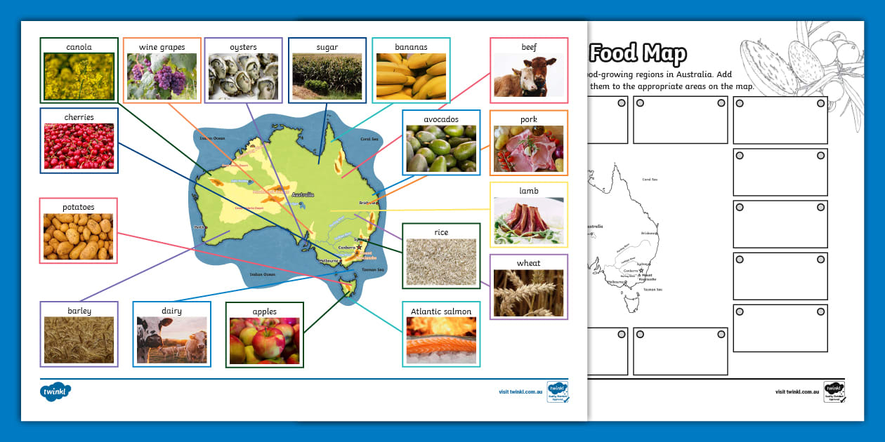 Australian Food Map (teacher made) - Twinkl