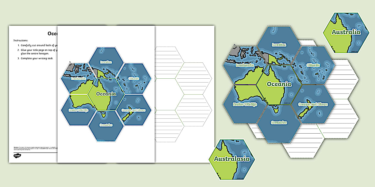 Oceania Hexagon Writing Template (teacher made) - Twinkl