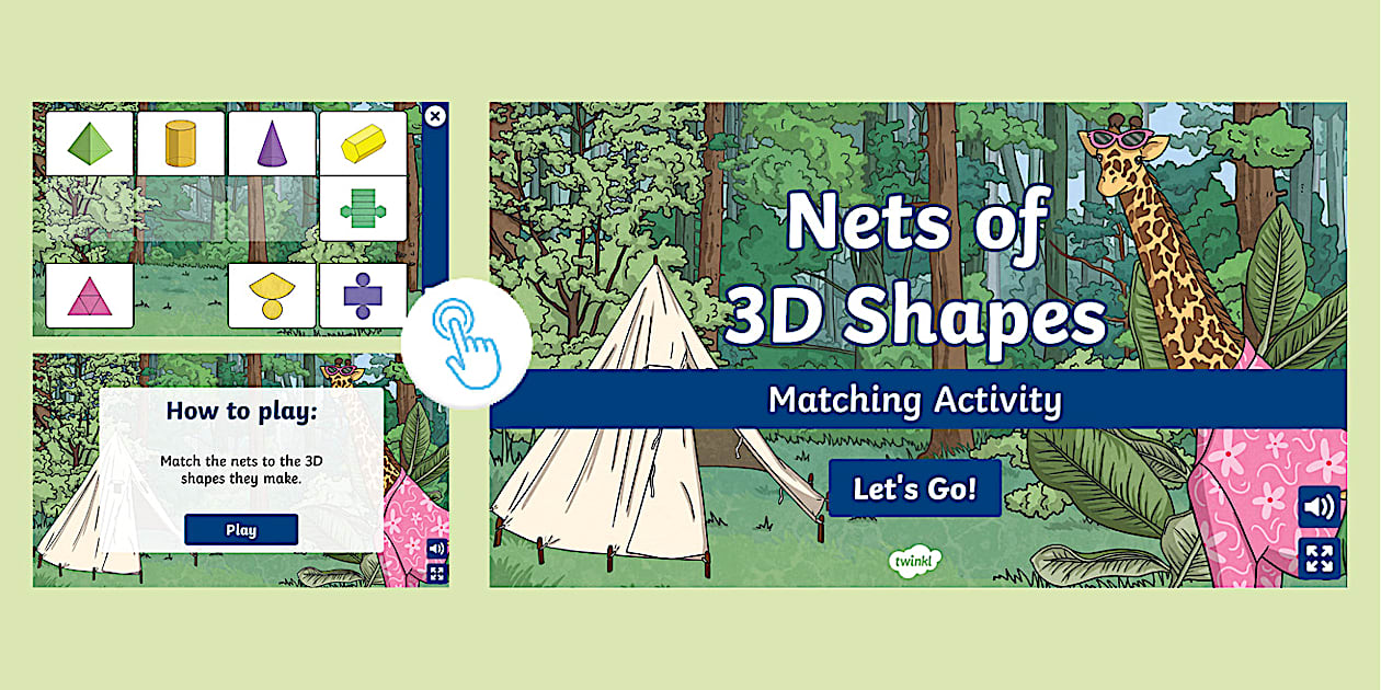 👉 Nets of 3D Shapes KS2 Maths Matching Game - Twinkl