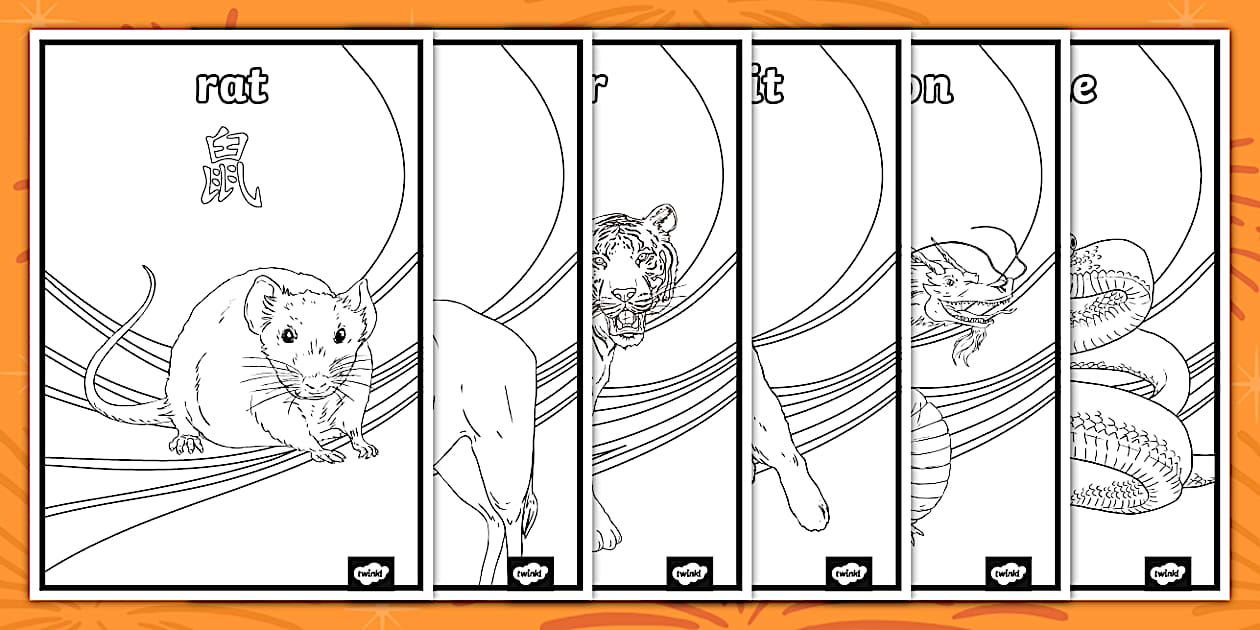 Chinese New Year Zodiac Colouring Sheets