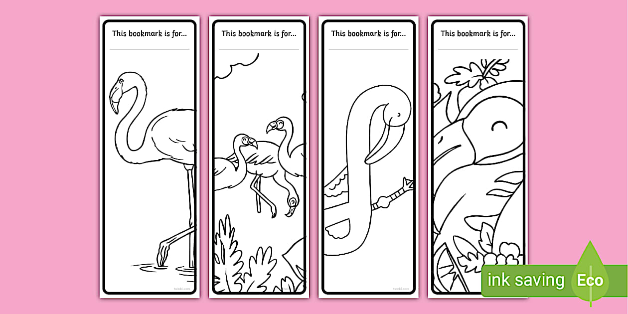 Flamingo Bookmarks to Colour - Twinkl