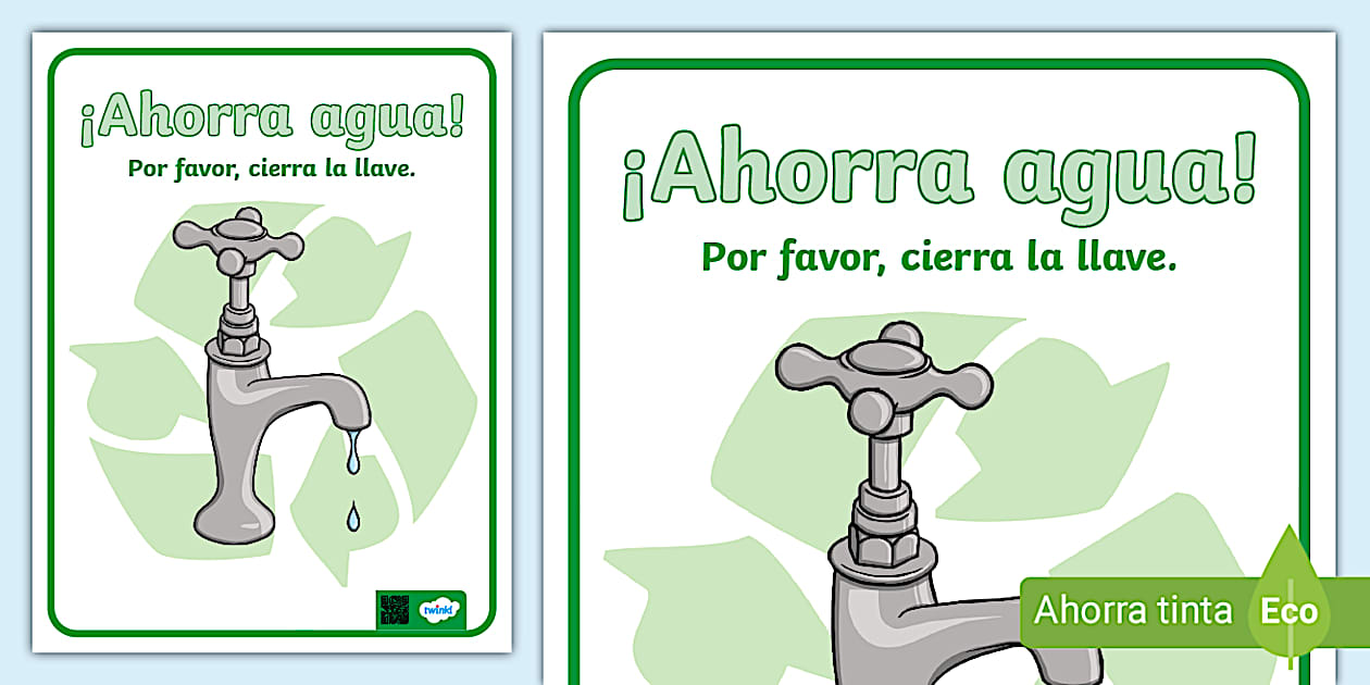 Cierra la llave del agua - cartel (Teacher-Made) - Twinkl