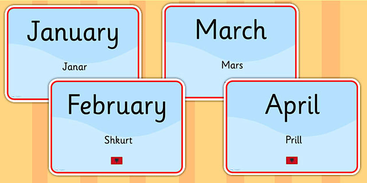 Months of the Year Signs EAL Albanian Version (teacher made)