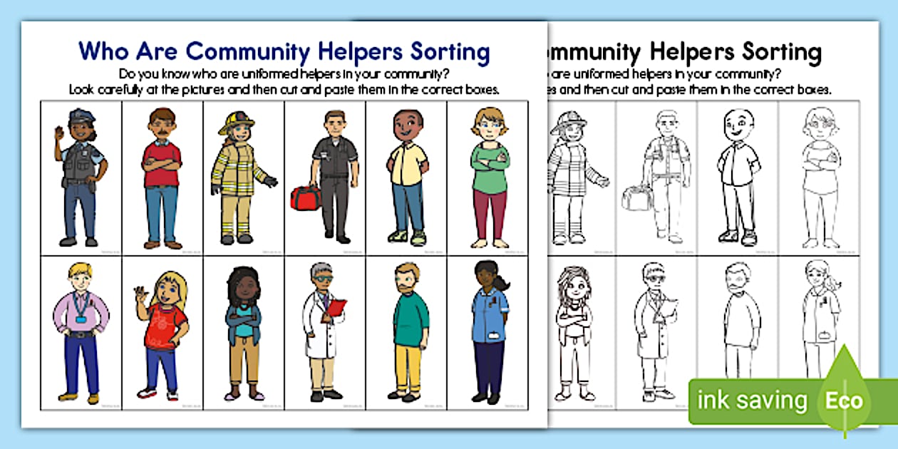 Who Are Community Helpers Sorting Worksheet - Twinkl