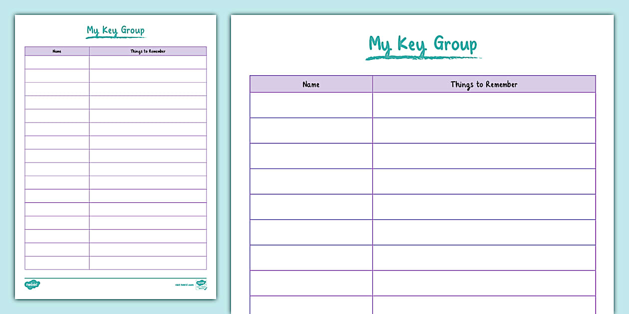 Key Worker Group List Template ELC (teacher made) - Twinkl