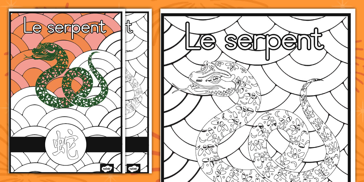 Activité de coloriage pour l'année du Serpent - Twinkl