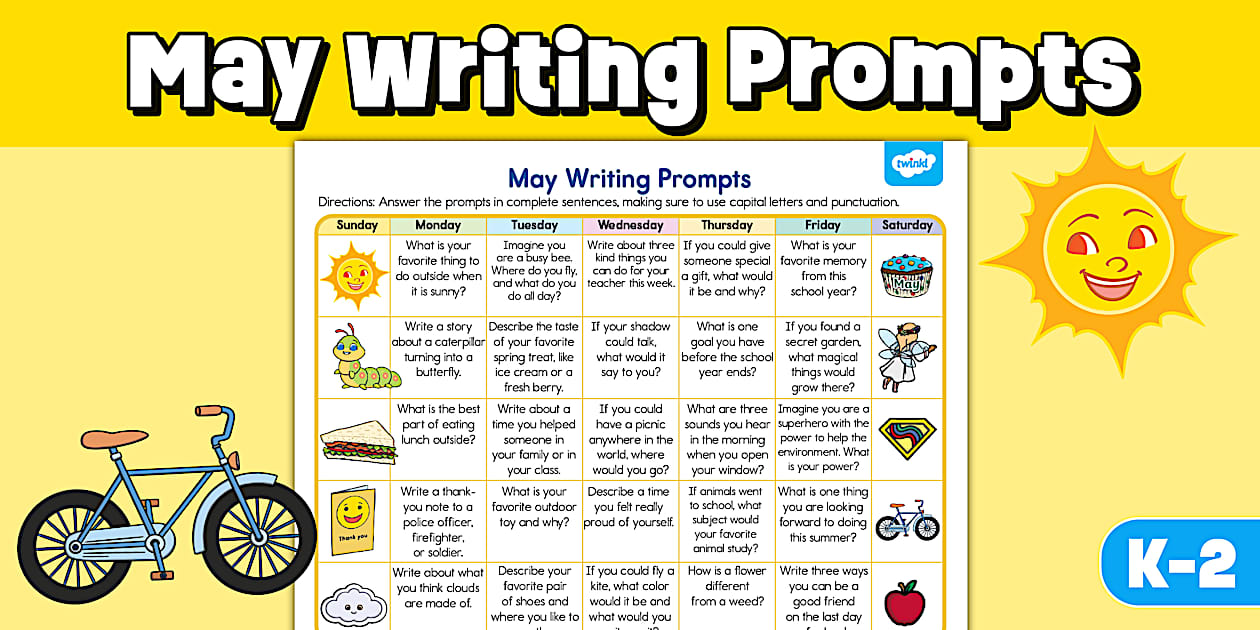 May Writing Prompt Calendar for K-2nd Grade