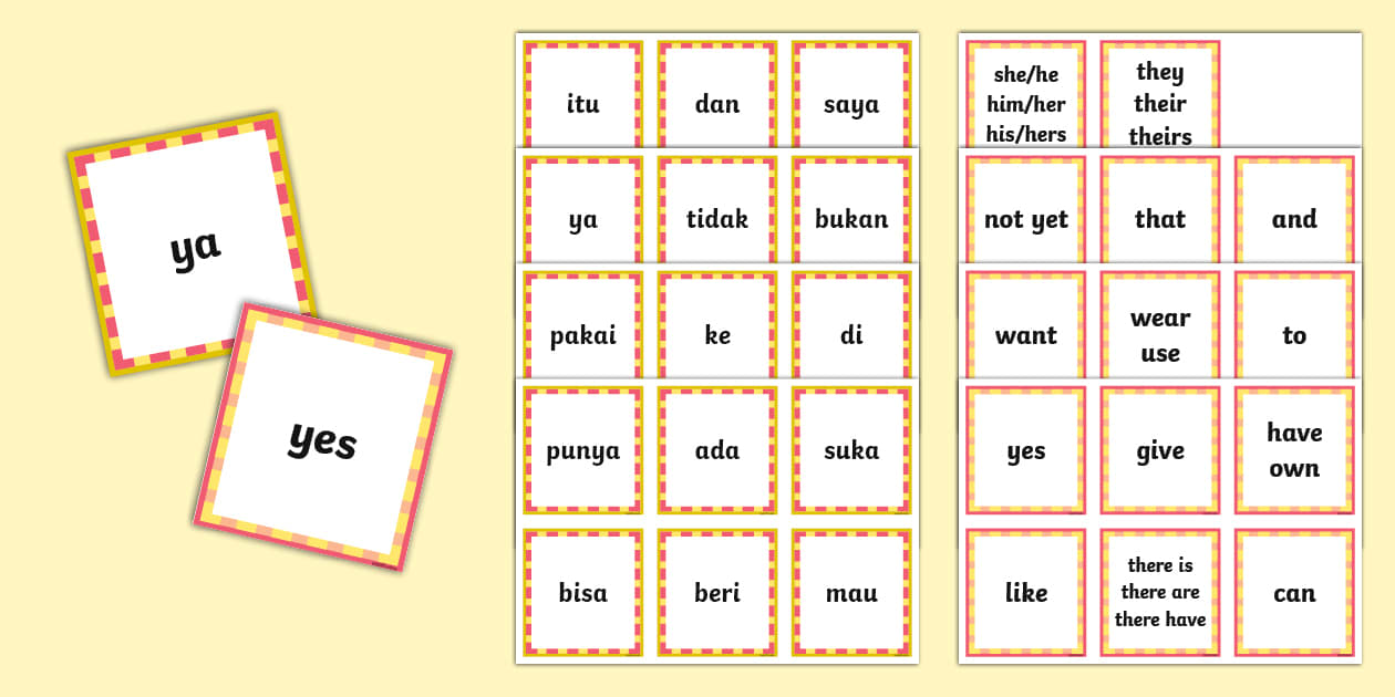 Indonesian High Frequency Words - Matching Cards - Twinkl