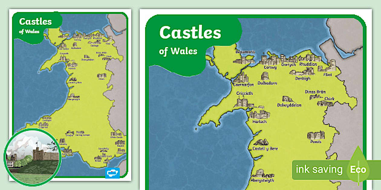 Editable Castles of Wales: Map (teacher made) - Twinkl