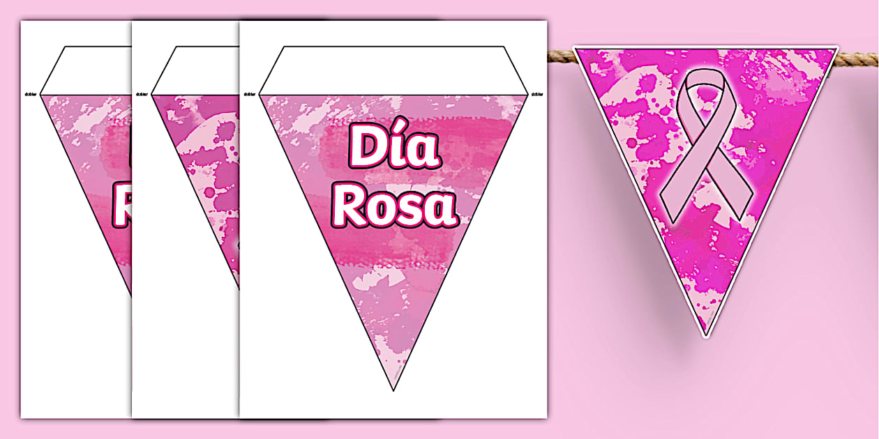 Cáncer de mama - Banderines: Día rosa (teacher made)