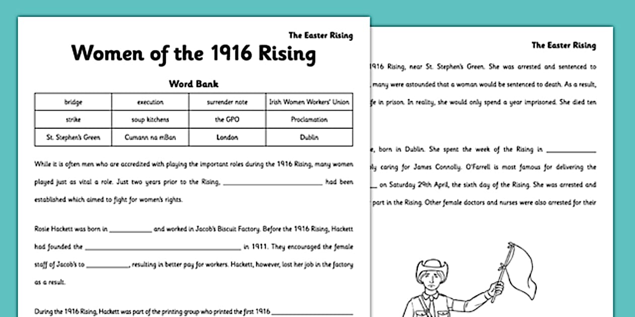 Editable Women of the 1916 Rising Cloze Activity - Twinkl