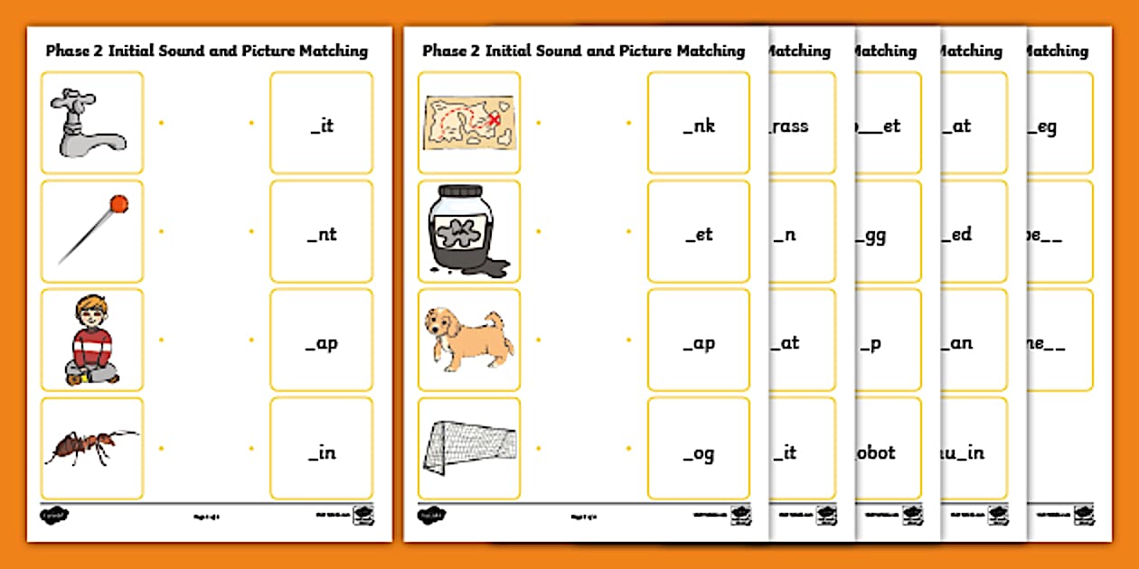Phonics Matching Sounds Worksheets – Phase 2 Resource