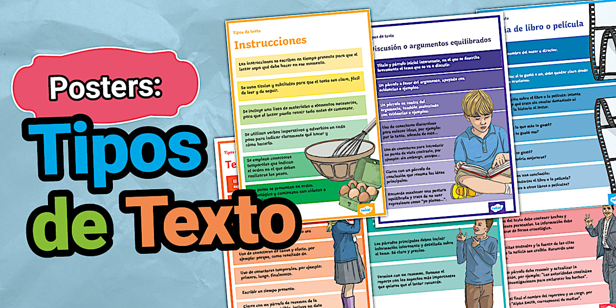Posters Tipos de Texto Grado Sexto