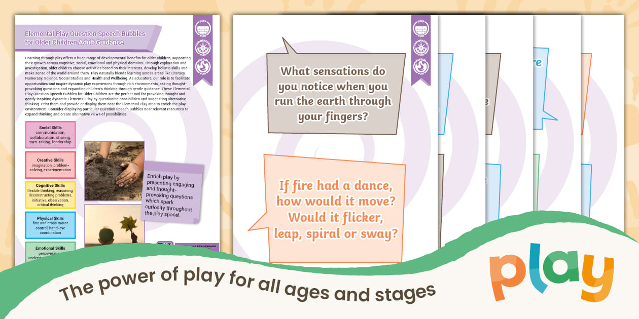 Elemental Play Question Speech Bubbles for Older Children