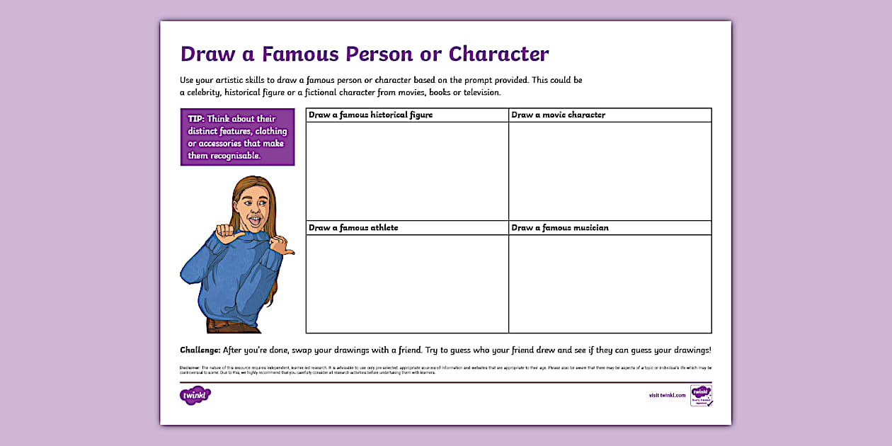 Draw a Famous Person or Character Worksheet