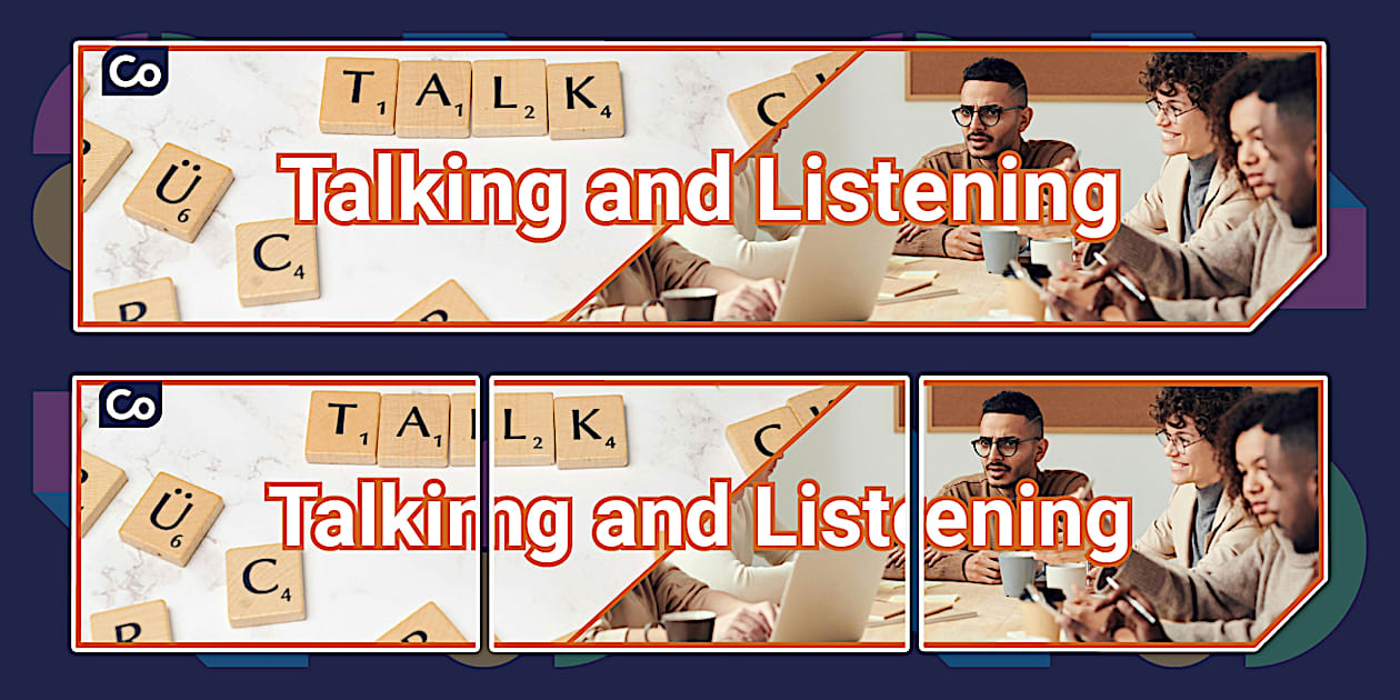 English Wall Display: Talking and Listening Banner - Twinkl