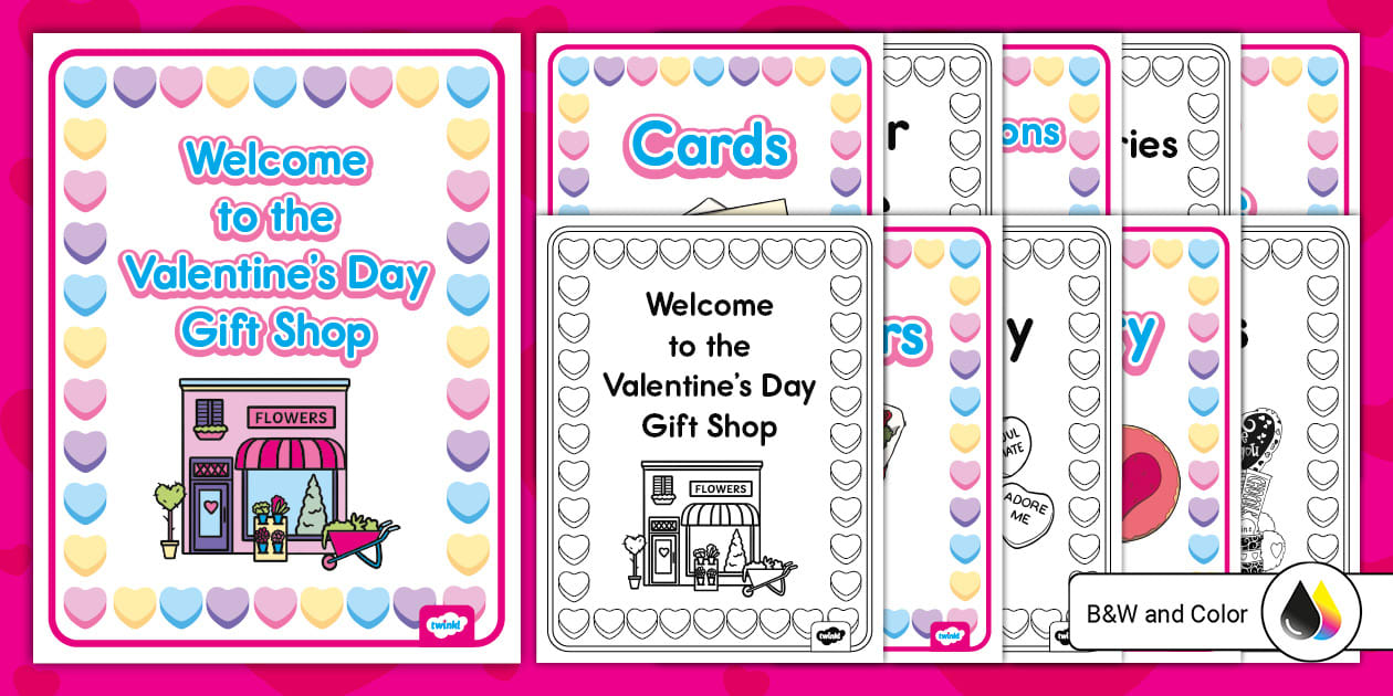 Valentine's Day Gift Shop Dramatic Play Posters - Twinkl