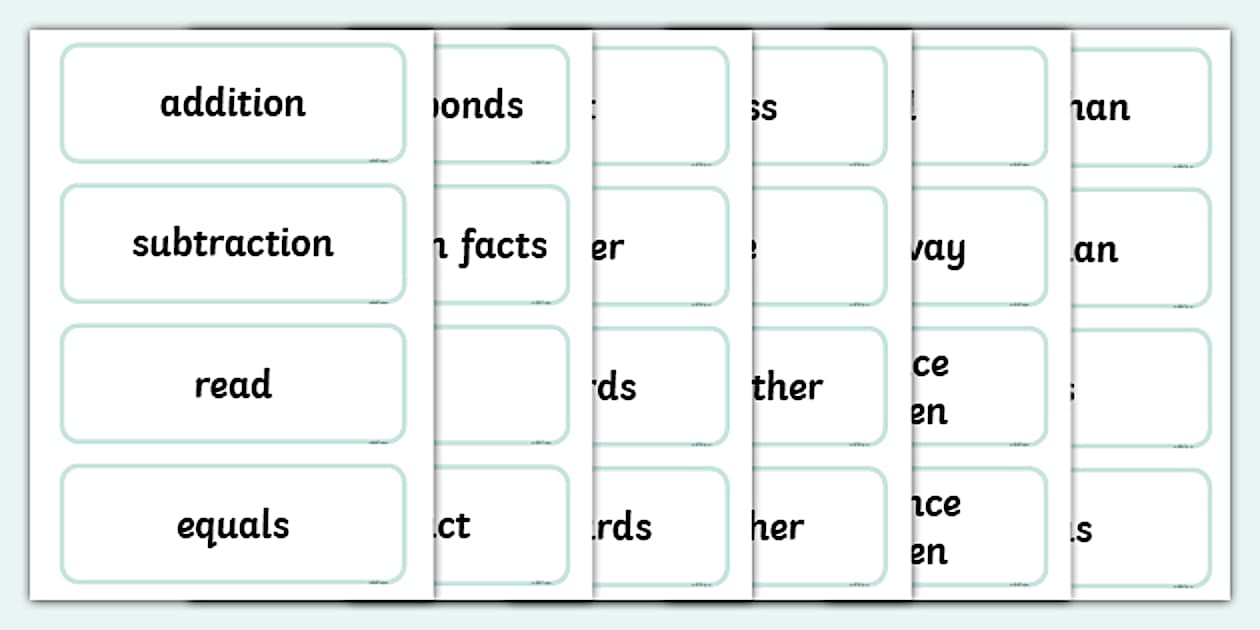 👉 Y1 Addition and Subtraction Vocabulary Cards - Twinkl
