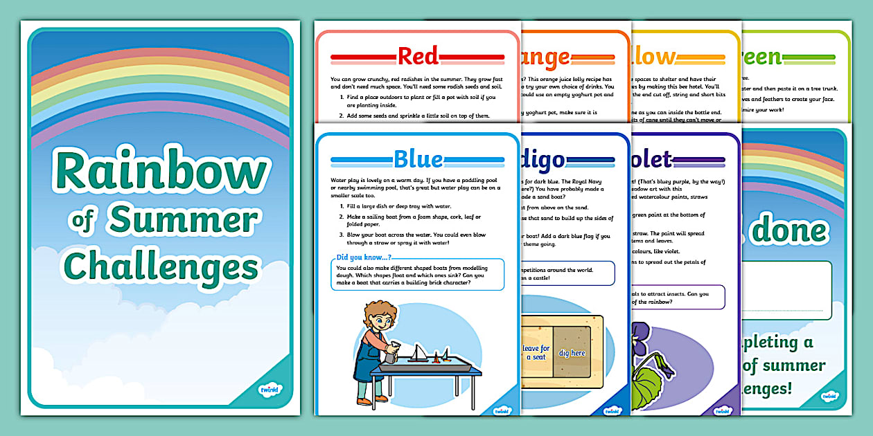 KS1 Rainbow of Summer Challenges (teacher made) - Twinkl