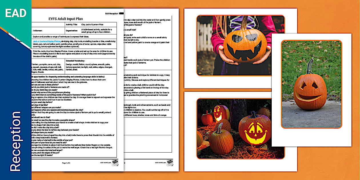 EYFS Halloween Clay Jack-O'-Lantern Pots Adult Input Plan