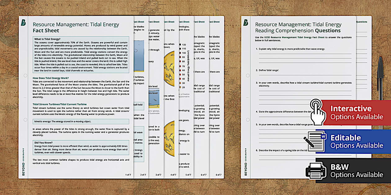 Tidal Energy Reading Comprehension Teacher Made Twinkl