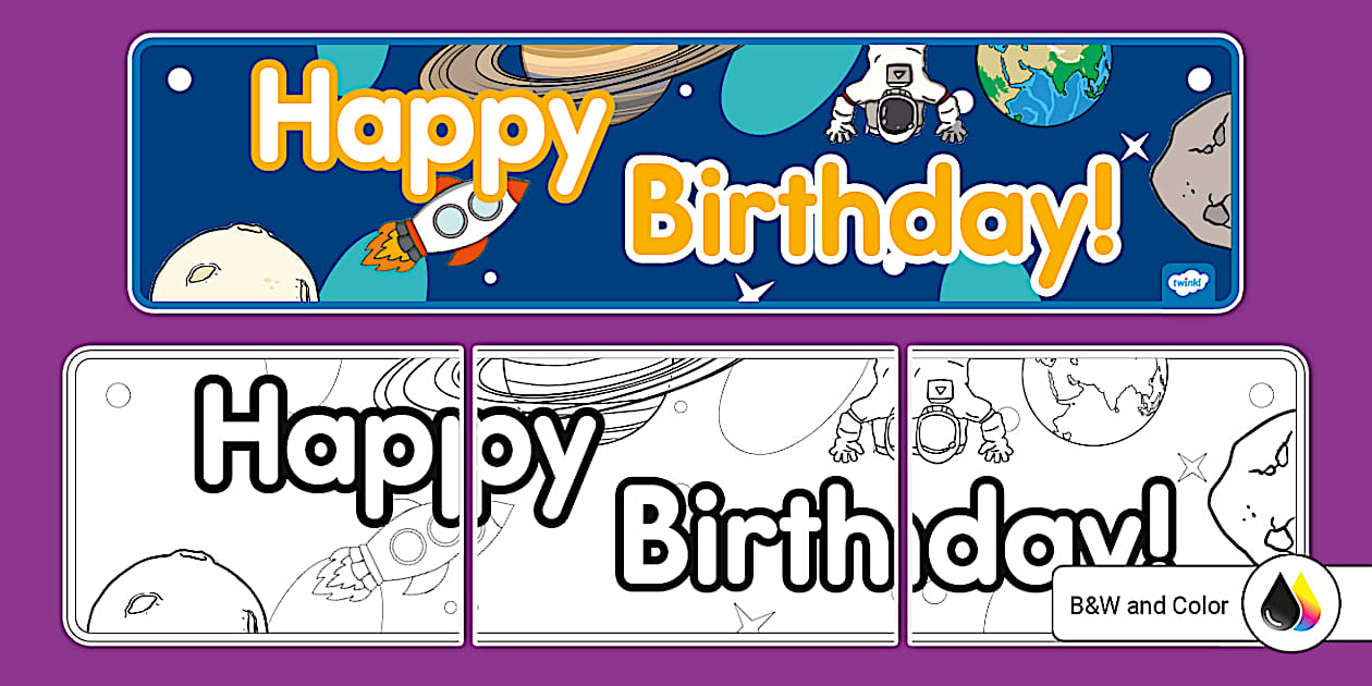 Space Happy Birthday Banner (teacher made) - Twinkl