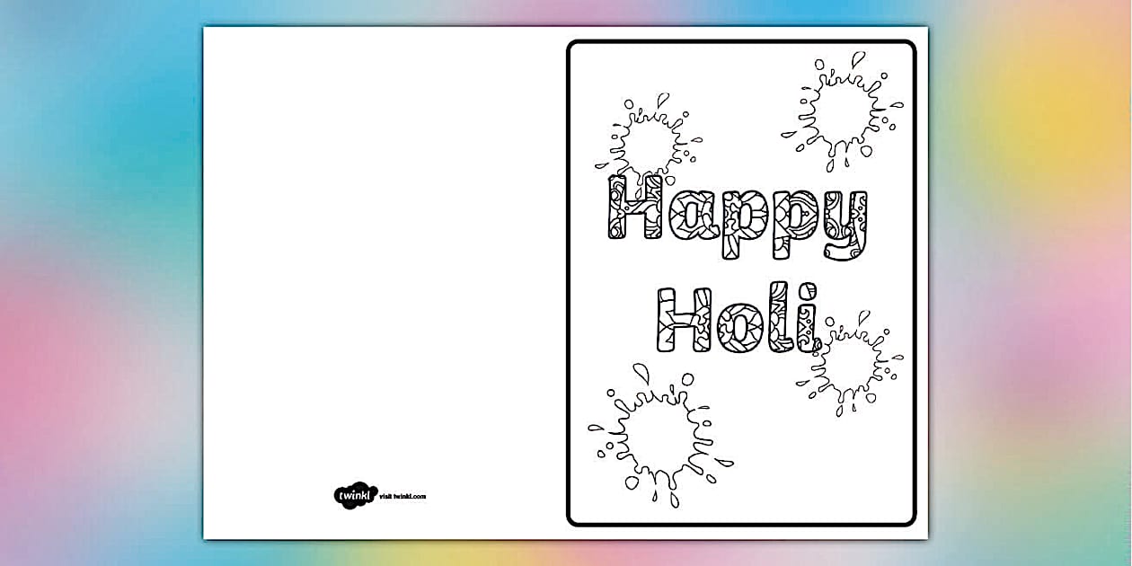 Happy Holi Template Painting Card (teacher made) - Twinkl