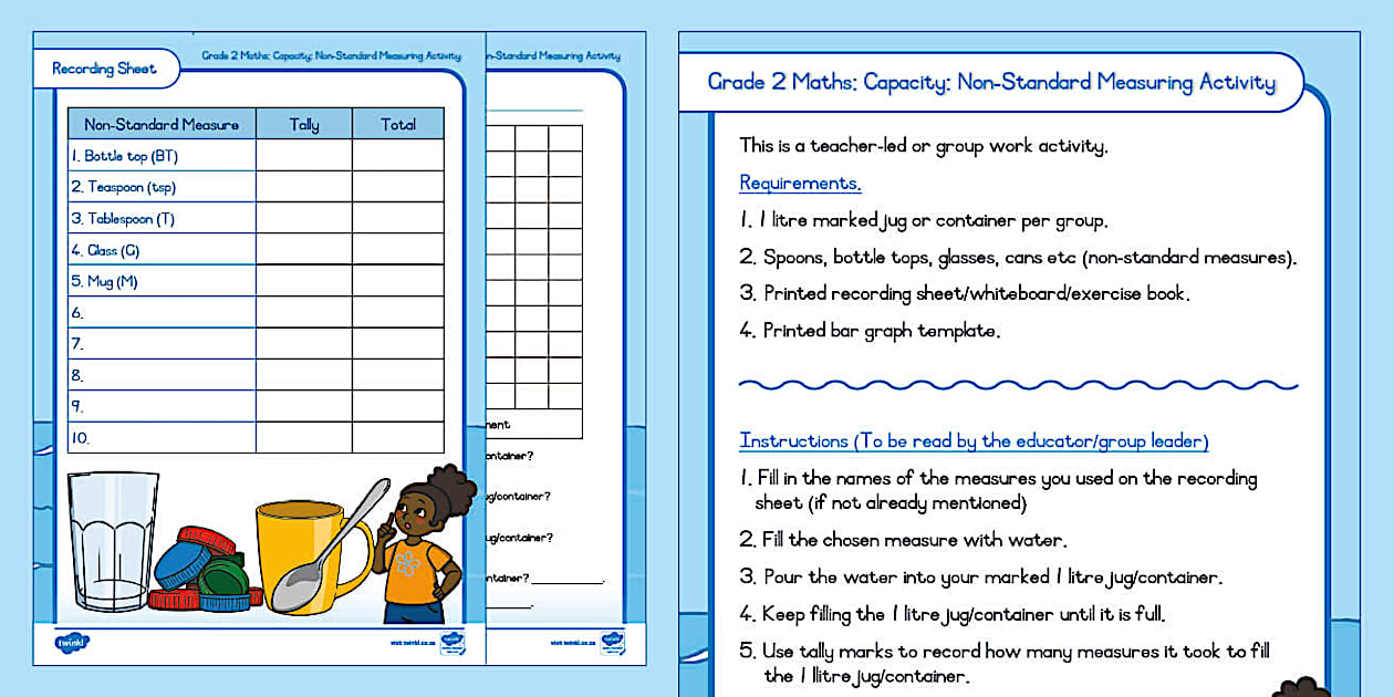 Grade 2 Capacity: Non-Standard Measuring Activity - Twinkl