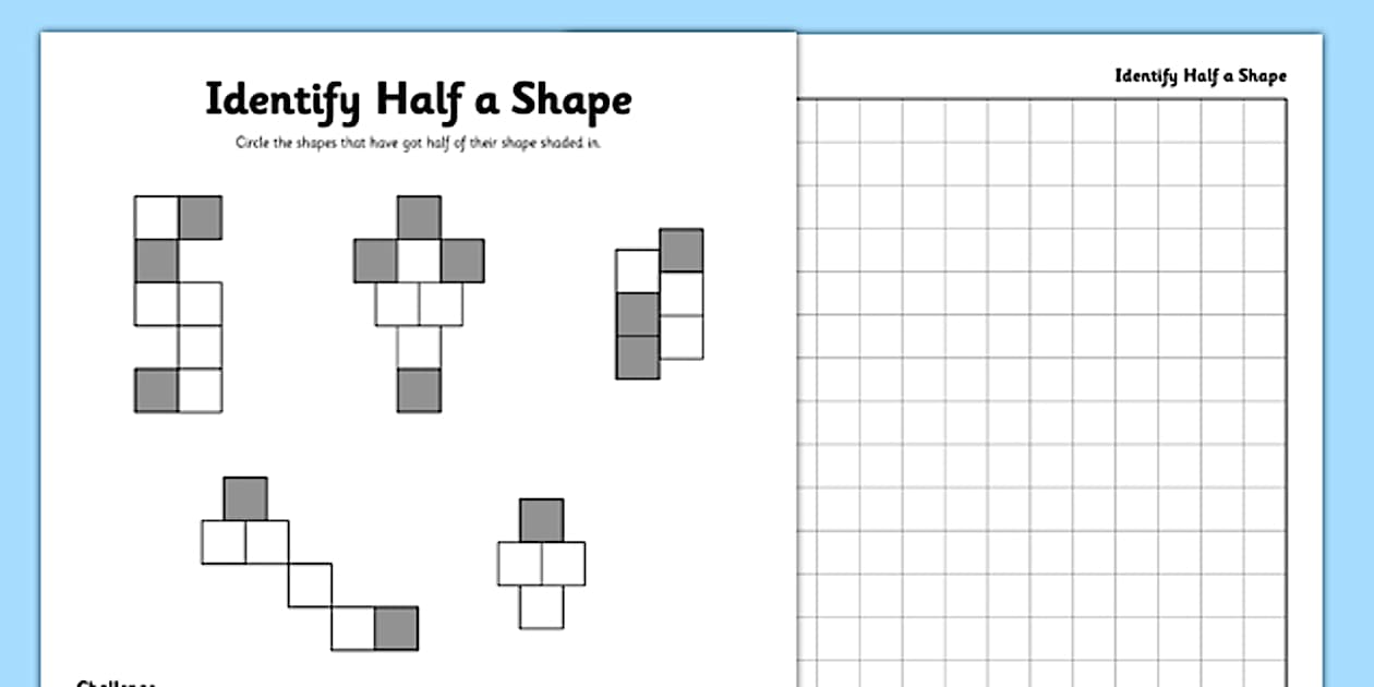 KS1 Maths Identify Half a Shape Worksheet / Worksheet, worksheet, halving